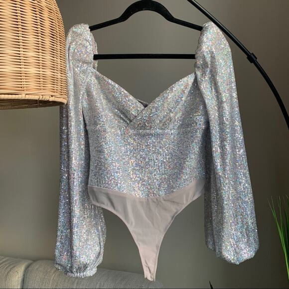 House of CB | Tops | House Of Cb Julissa Blue Silver Iridescent ...